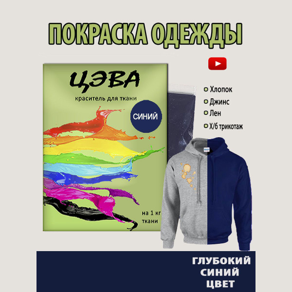 Краска для ткани ЦЭВА синяя для джинсы,хлопка - купить с доставкой по ...