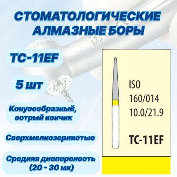 Стоматологические алмазные боры TC-11EF, ISO 160/014 для высокоскоростных наконечников FG купить ...