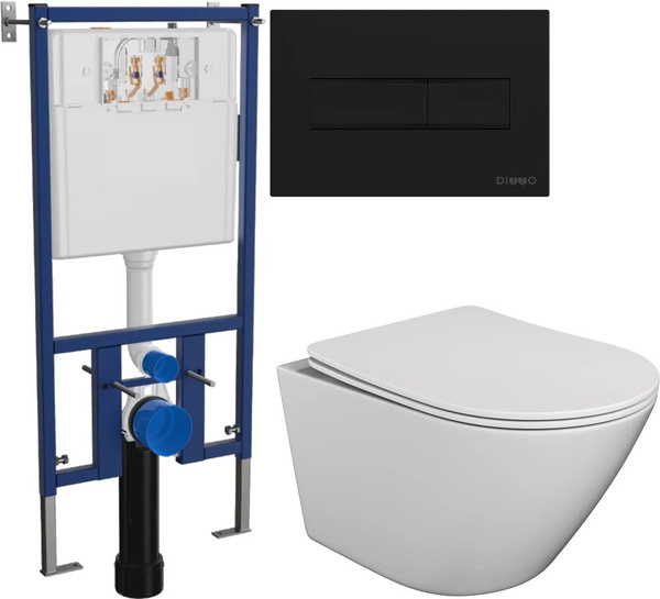 Комплект Унитаз подвесной STWORKI Левангер S07401WH безободковый, с микролифтом, глянцевый белый ...