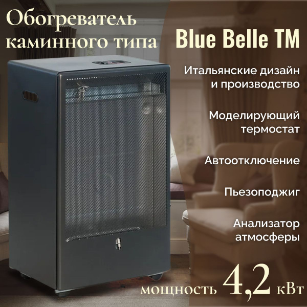 Газовый обогреватель каминного типа ТМС BLUE BELLE ТМ 4,2 кВт Чёрный ...