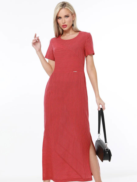 Платье Женский DStrend красный Повседневный Короткий Лён Разрезы, размер 44 Полоска Макси купить ...