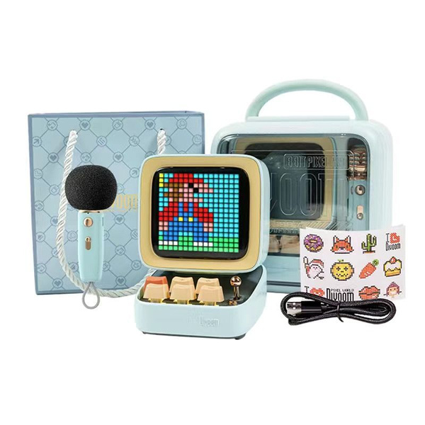 Bluetooth-динамик Divoom Ditoo-Mic blue с ретро-игровым микрофоном в ...