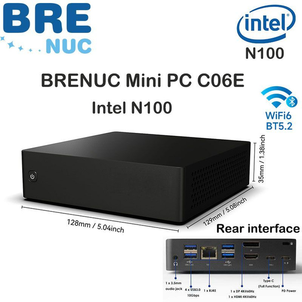 BRENUC Мини-ПК C06E (Intel Alder Lake N100, RAM 16 ГБ, SSD 512 ГБ ...