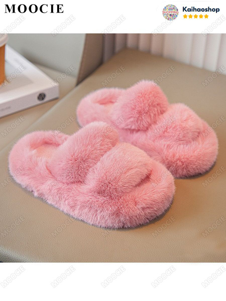 Тапочки Девочки MOOCIE Мех искусственный, размер 32, 33 розовый Толстая подошва Китай Платформа ...