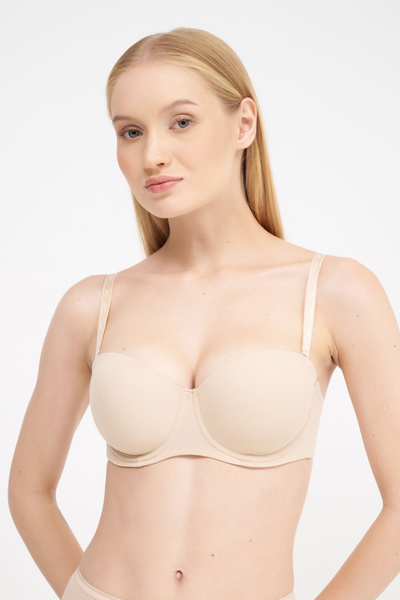 Бюстгальтер Женский NINA VON C. балконет, размер 75B бежевый Полиамид Малайзия Крючки Однотонный ...