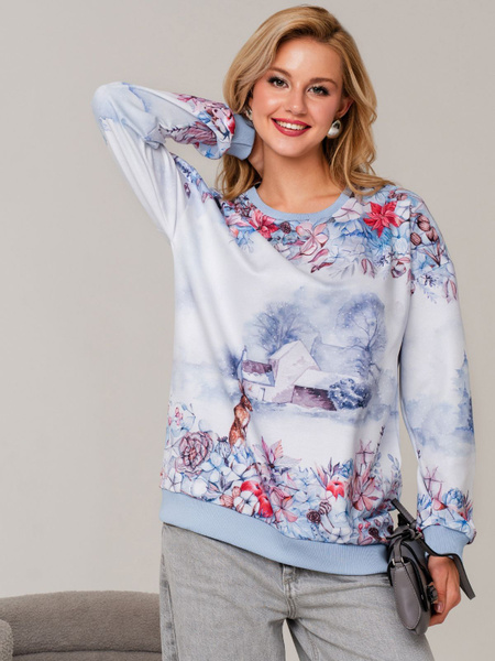 Свитшот Женский SAHAR art lab Манжеты голубой, розовый Без застежки Интерлок, размер 40, 42 ...