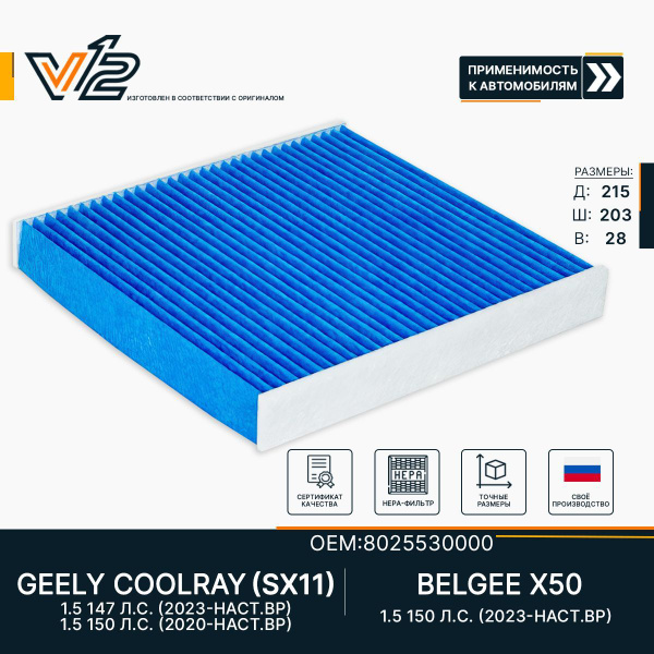 Салонный фильтр Джили Кулрей, GEELY COOLRAY 2020-, GEELY SX11, OEM ...