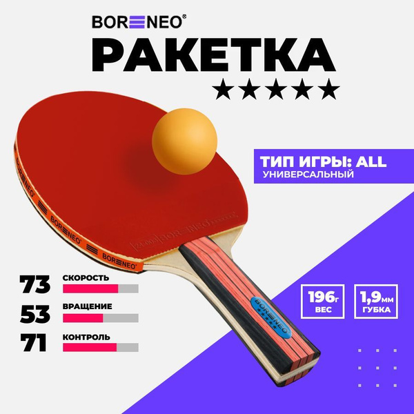 Ракетка для настольного тенниса Bor Neo, 5 звезд, универсальная купить на OZON по низкой цене ...