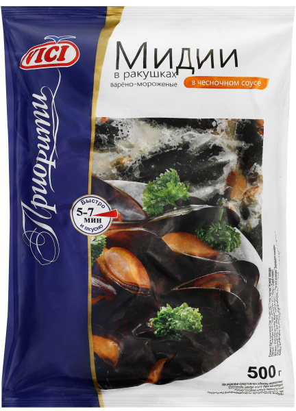 Мидии варено-мороженые VICI Приорити, в чесночном соусе в ракушках, 500г купить на OZON по ...