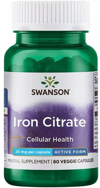 Железо Swanson Iron Citrate 25mg, 60 капсул купить на OZON по низкой ...