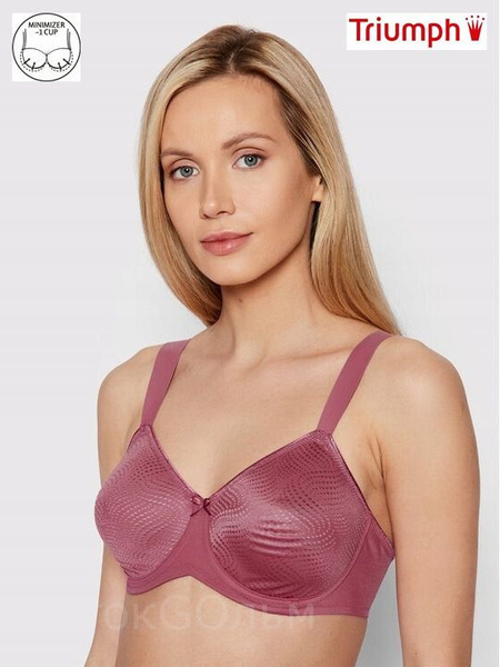 Бюстгальтер Женский TRIUMPH минимайзер, на косточках, размер 95E темно-розовый Текстиль ...