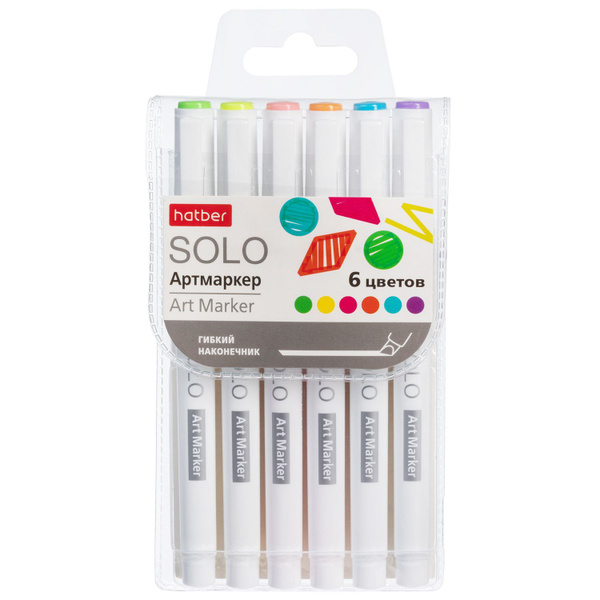 Набор артмаркеров Hatber 6 шт. Solo Pastel мягкий наконечник купить на OZON по низкой цене ...