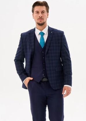 Костюм классический Мужской Daniel Tussi Вечерний/праздничный тройка, брючный синий, размер 48 ...