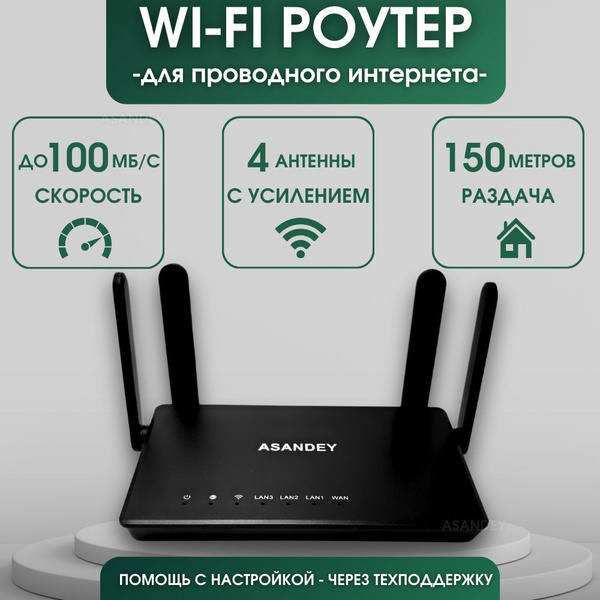 Wi-Fi-роутер для дома на 4 антенны, черный купить на OZON по низкой ...