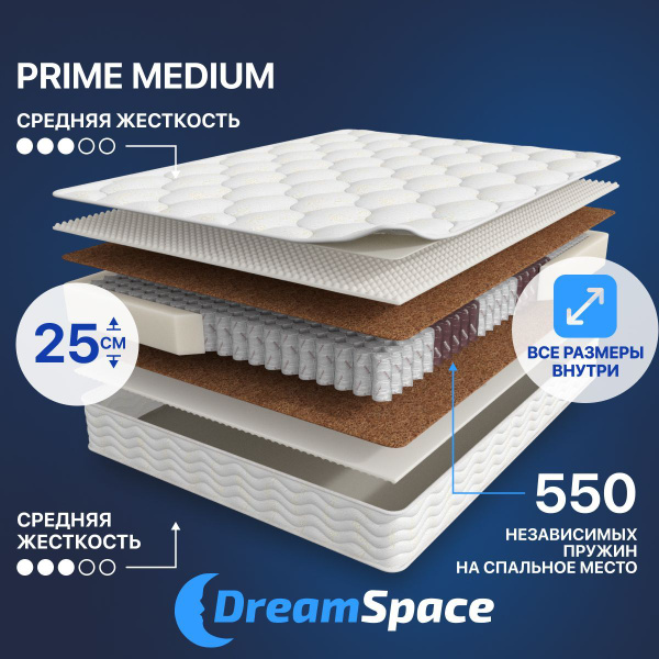 Матрас DreamSpace 1 сцепка СТМ, С зональным пружинным блоком, 80x190 см ...