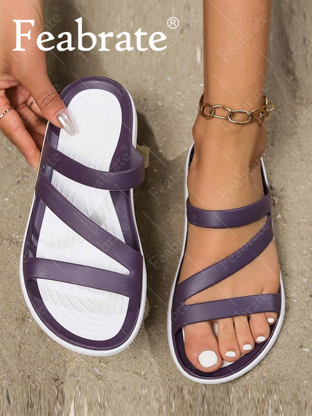 Шлепанцы Женский Feabrate, размер 39 Круглый нос Без застёжки Шнуровка Лето купить c доставкой ...