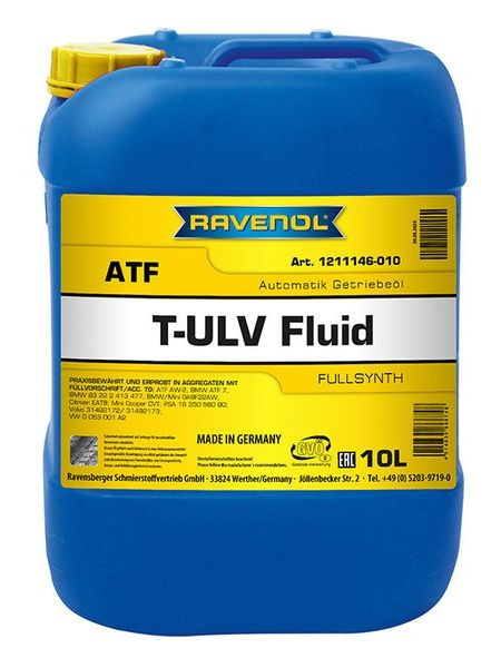 Масло АКПП RAVENOL ATF T-ULV Fluid, 10 литров / 121114601001999 купить ...