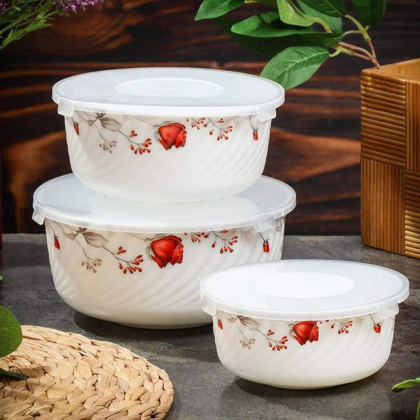 Набор салатников DANIKS "Цветы ", 500 мл, 800 мл, 1400 мл купить c доставкой на OZON по низкой ...