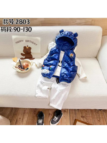 Жилет Мальчики, Девочки THANHDAT синий неон Полиэстер, размер 98, 104 оверсайз Без застежки ...