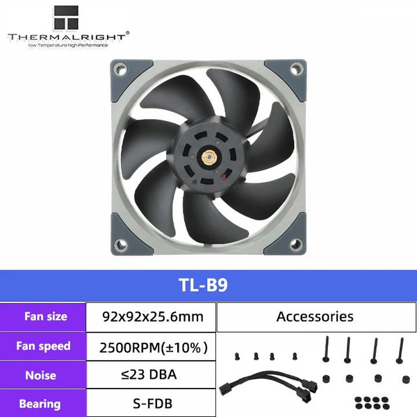 Thermalright TL-B9/B9W 92-миллиметровый 4-контактный ШИМ-вентилятор охлаждения корпуса ...