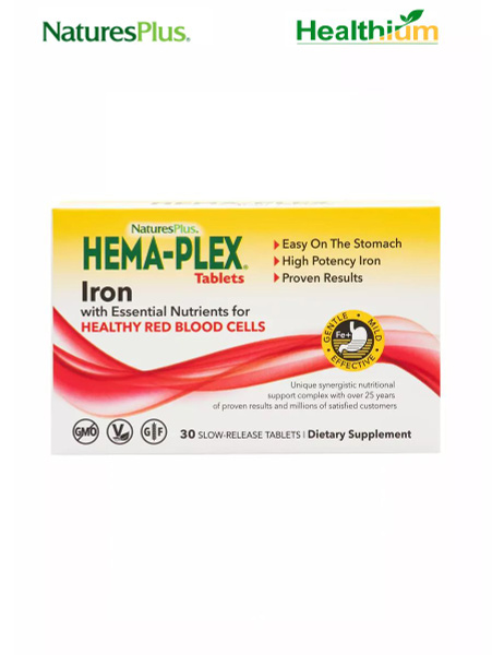 NaturesPlus Hema-Plex Iron Tablets Box 30 таблеток. Хелатное железо ...