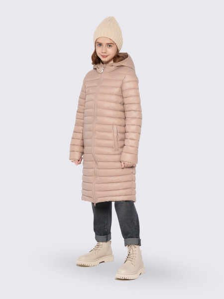 Пальто утепленное Девочки OLDOS песочный, размер 122 Длинный Демисезон Синтепух Китай купить c ...