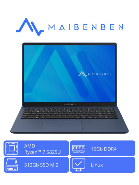 Ноутбук MAIBENBEN M657 AMD Ryzen 7 5825U 16 ГБ 16 ГБ, темно-синий ...
