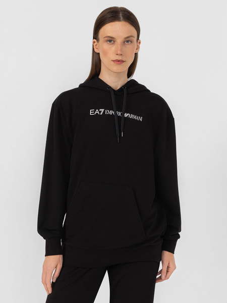 Худи Женский EA7 черный Хлопок, Эластан, размер 46, 48 Камбоджа купить c доставкой на OZON по ...
