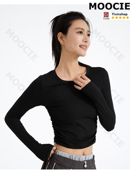 Футболка Женский MOOCIE черный Длинный, размер 46 ABS пластик Однотонный, Другое Домашний Китай ...