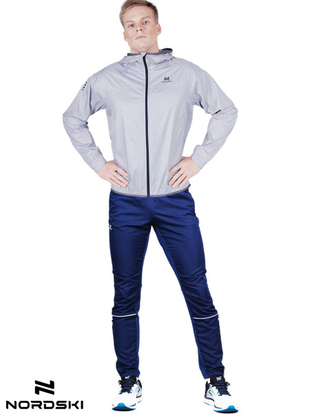Костюм спортивный Мужской NORDSKI Спортивный серый, синий, размер 50 Полиэстер Однотонный ...