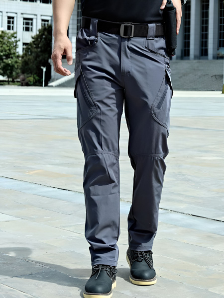 Брюки Мужской BOST карго, зауженные серый Softshell Повседневный, размер 54, 56 Молния, Пуговицы ...