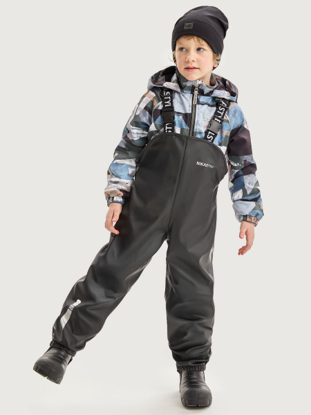 Полукомбинезон утепленный Мальчики NIKASTYLE, размер 122 черный Демисезон Повседневный Полиэстер ...