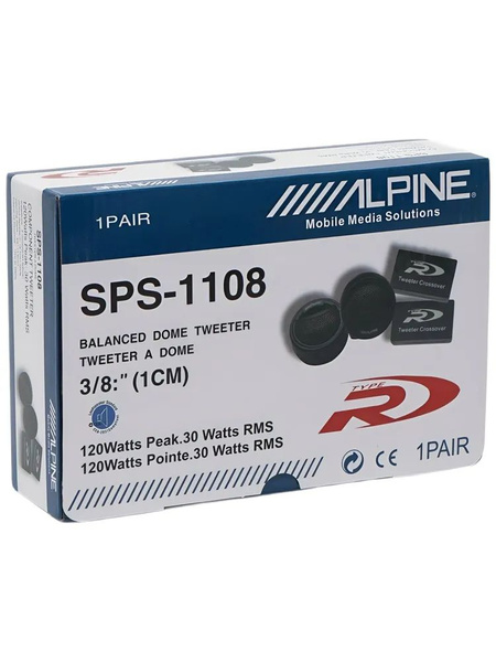 Автомобильные твитеры / пищалки Alpine SPS-1108, высокочастотные динамики 120Вт 3/8:'' (1см ...