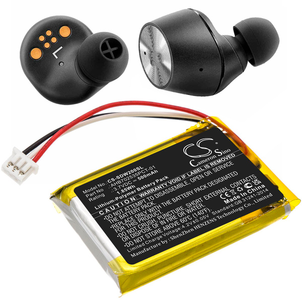 Аккумулятор для Sennheiser M3AEBT, M3IETW, Momentum 3 Wireless, True ...