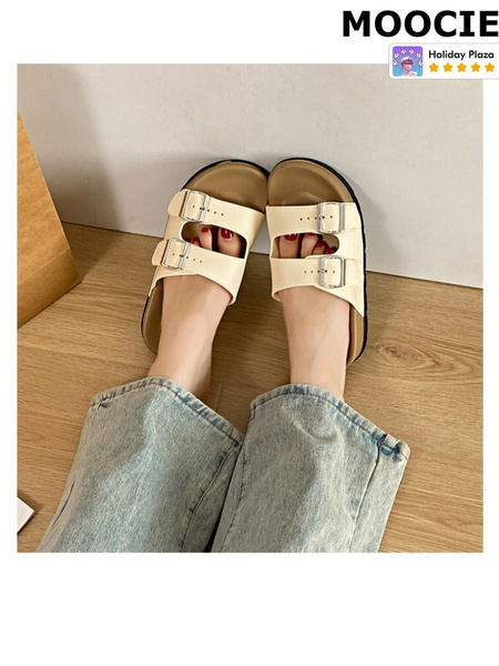 Босоножки Женский MOOCIE Без каблука, размер 40, 41 Высокая модель, Круглый нос Лето Китай ...