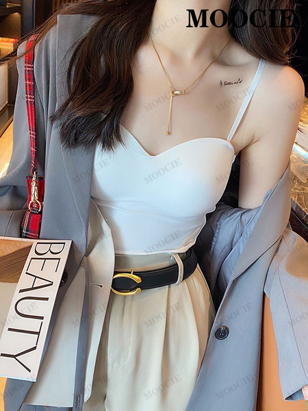 Кроп-топ Женский MOOCIE кофейный, размер 40, 46 Политекс Без рукавов Повседневный Китай купить c ...