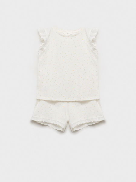 Пижама Девочки MANGO Kids Хлопок, размер 152 молочный Бангладеш купить c доставкой на OZON по ...