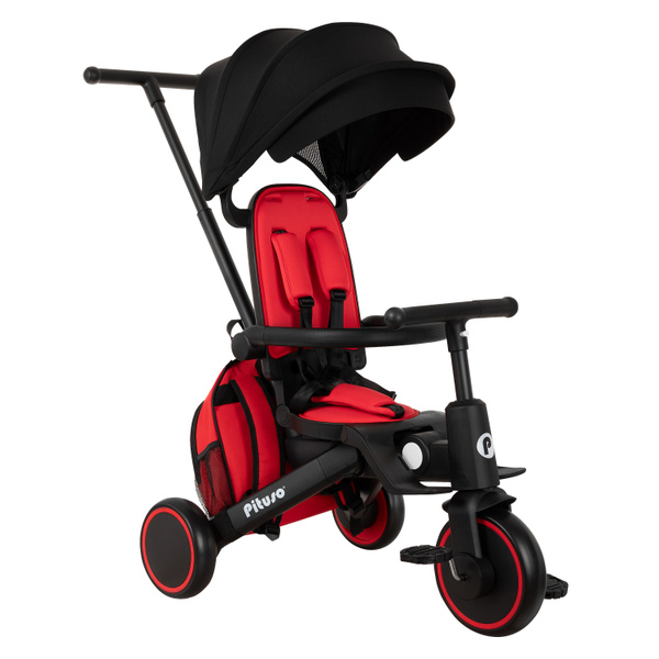 Велосипед трехколесный с ручкой Pituso "Leve Pro plus",с сумкой, трансформер 7 в 1, складной ...