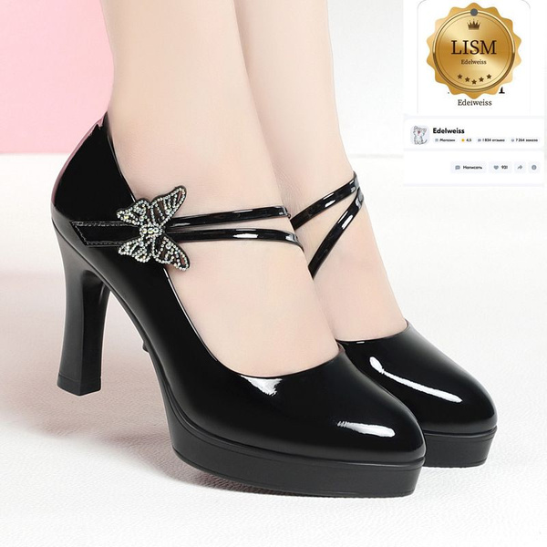 Туфли Женский LISM Резина, Искусственная кожа, размер 36 Шпилька T (узкая) Россия Липучки ...