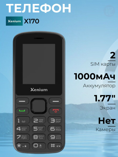 Мобильный телефон Xenium X170 (XEN-CTX170BK) черный / цветной экран / Type-C, 160x128, Bluetooth ...