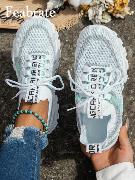 Кроссовки Женский Feabrate Сетчатая ткань Бег, размер 36 R (средняя) Лето Шнурки купить c ...