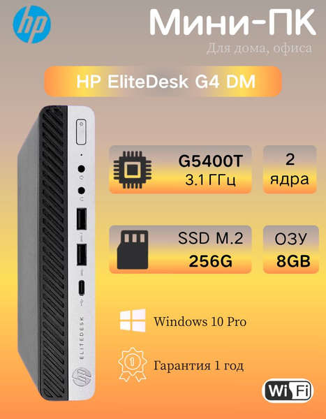 HP Мини-ПК (Intel Pentium G5400T, RAM 8 ГБ, SSD 256 ГБ, Intel HD Graphics 610, Windows 10 Pro ...