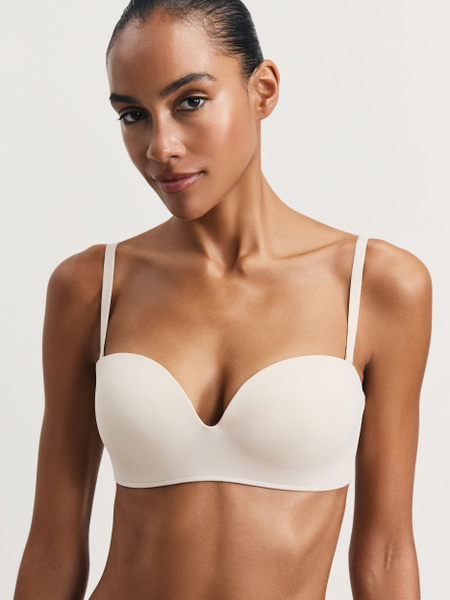 Бюстгальтер Женский Zarina без косточек, размер 80B молочный Полиамид, Эластан Повседневный ...