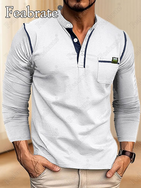 Поло Мужской Feabrate белый Длинный, размер 54 Хлопок, Полиэстер Однотонный полуприталенный ...