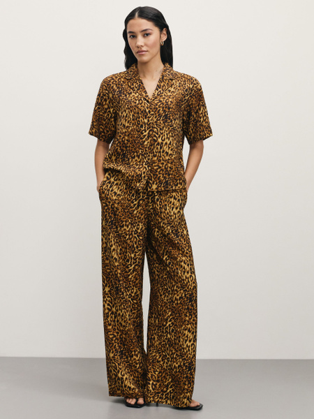 Брюки Женский Zarina прямые коричневый Вискоза, Полиамид Повседневный, размер 44 Без застежки ...