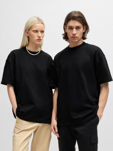 Футболка Мужской HUGO черный, размер 50 Хлопок Повседневный Пакистан ...