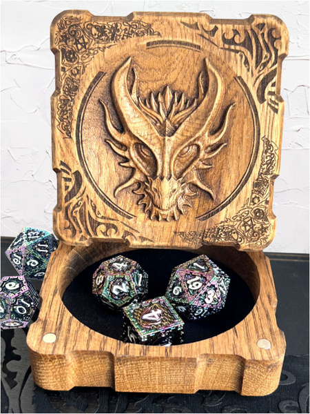 Коробка Dragon Box DnD c объемным 3Д барельефом. Квадратная шкатулка с ...