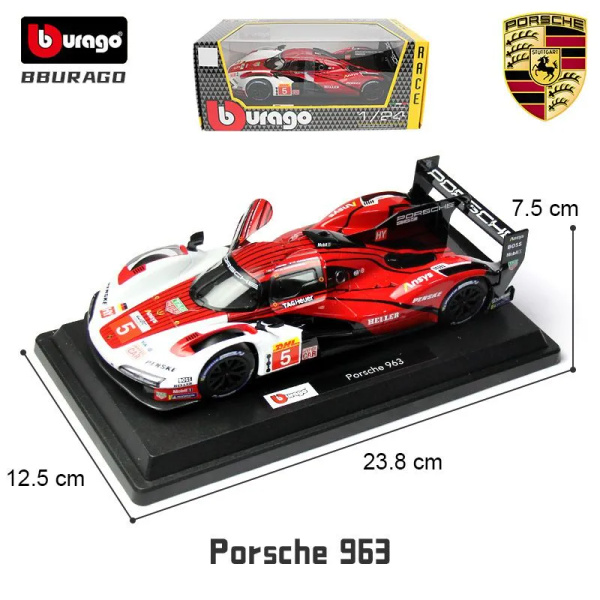 Bburago Масштаб 1:24 Porsche #963 Le Mans Race Car Model Alloy Model ...