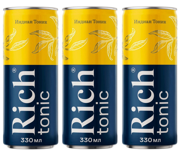 Газированный напиток Rich Индиан тоник, 3 шт по 330 мл - купить с доставкой по выгодным ценам в ...