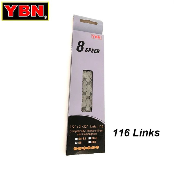 Велосипедная цепь YBN S8, 1/2 "x3/32", 116 звеньев, 8 скоростей ...